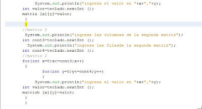 Ejemplos de programas en JAVA : SUMA DE DOS MATRICES BIDIMENSIONALES