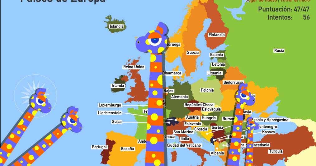 FUENTE PALOMAR 3º: MAPA INTERACTIVO - PAÍSES DE EUROPA