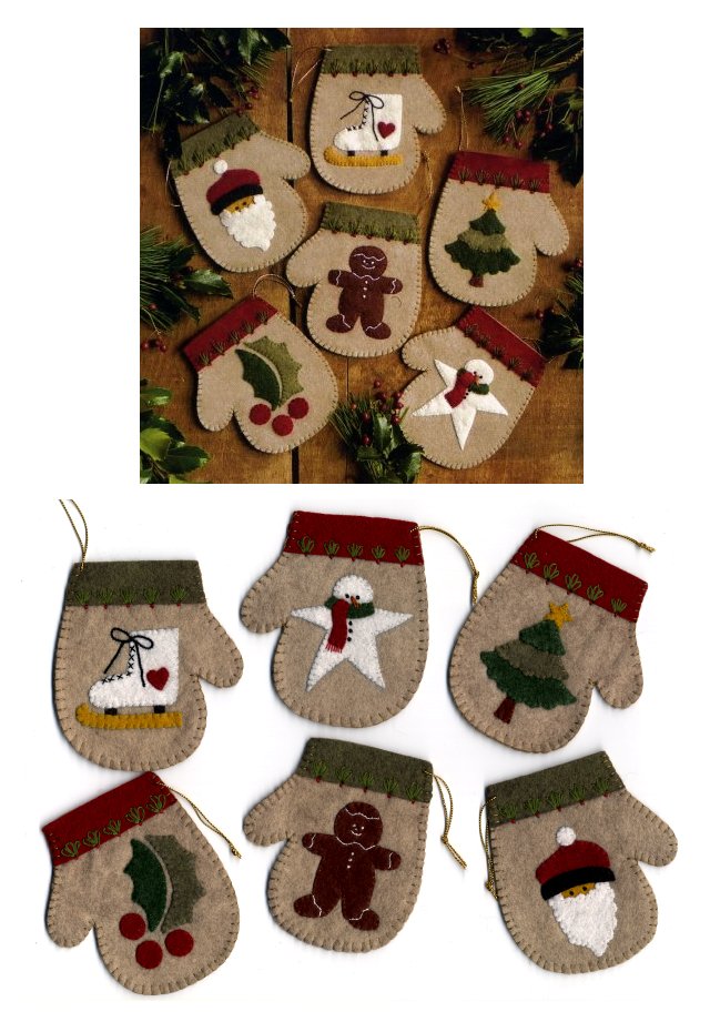 Butterfly of Four : Decorative Felt Mittens - Free Tutorial and Patterns