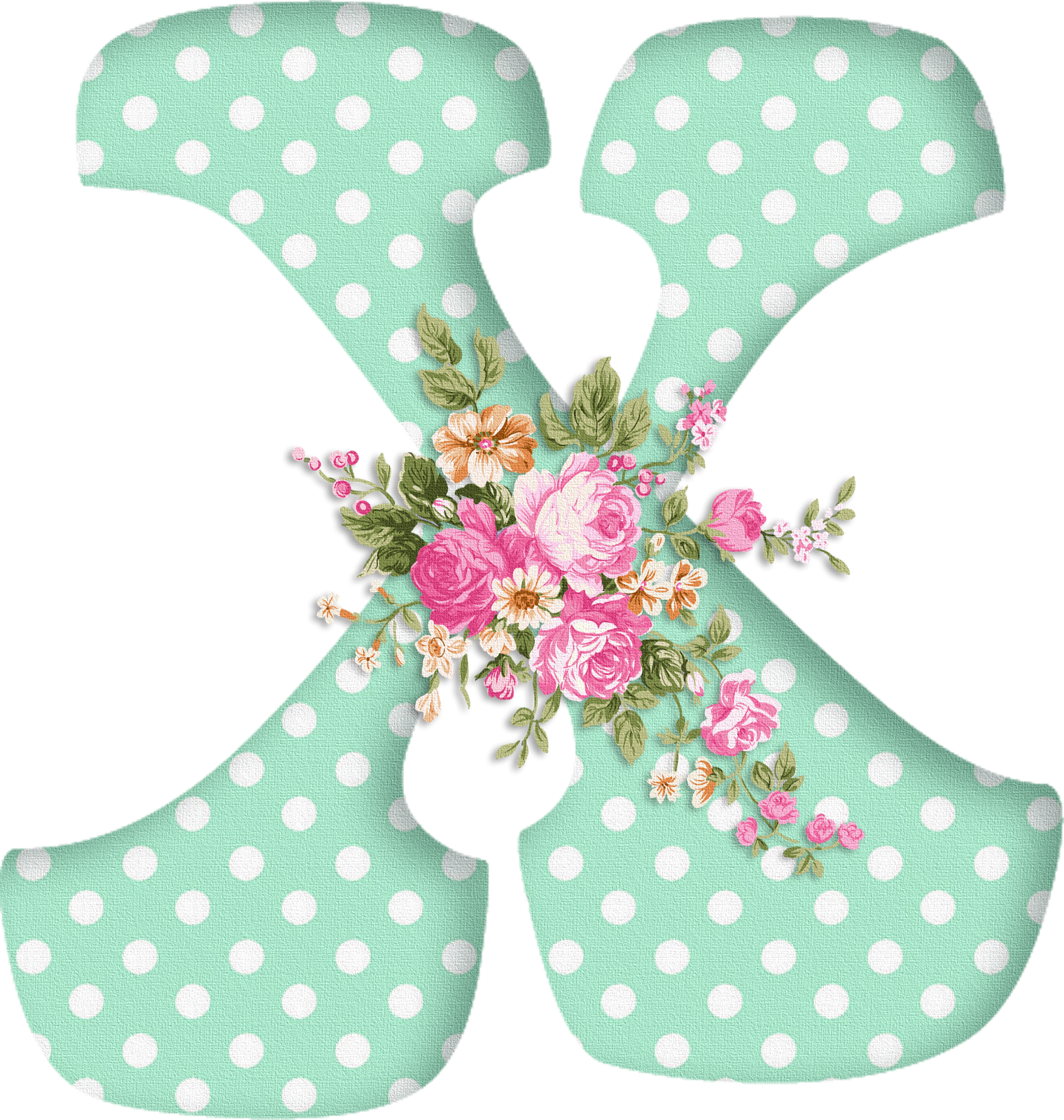 Alfabeto en Verde con Lunares y Rosas. . - Oh my Alfabetos!