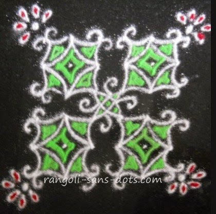 Rangoli designs with dots - 6 dots