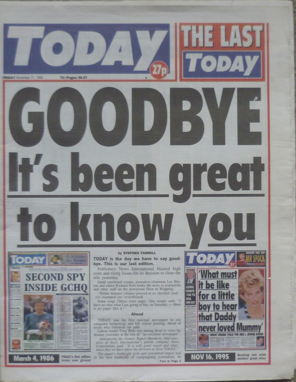 Hold The Front Page: Last Issue of Today