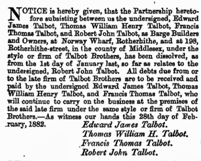 A Rotherhithe Blog: The Talbot family in Rotherhithe: 19th and 20th ...