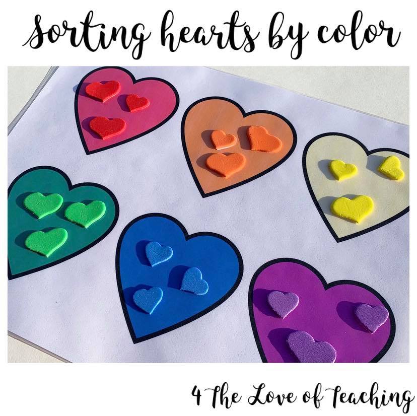 Sorting Hearts by Color - For the Love of Teaching