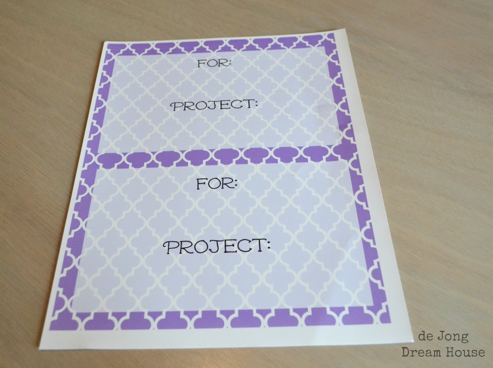 de Jong Dream House: Printable | Project Box Labels