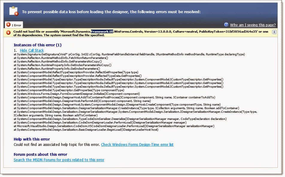 Could Not Load File Or Assembly Microsoft Dynamics Framework Ui