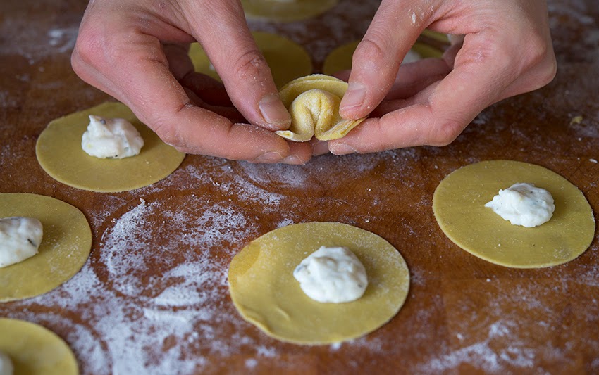Homemade Pasta: Cappelletti or 'Little Hats' - WILD GREENS & SARDINES