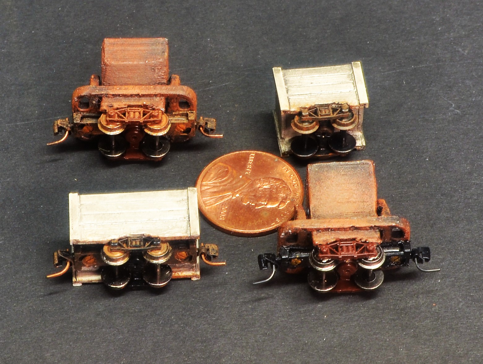 Nirvana Valley Model Railroad: HOn18 Mine Cars, HO on Z scale track