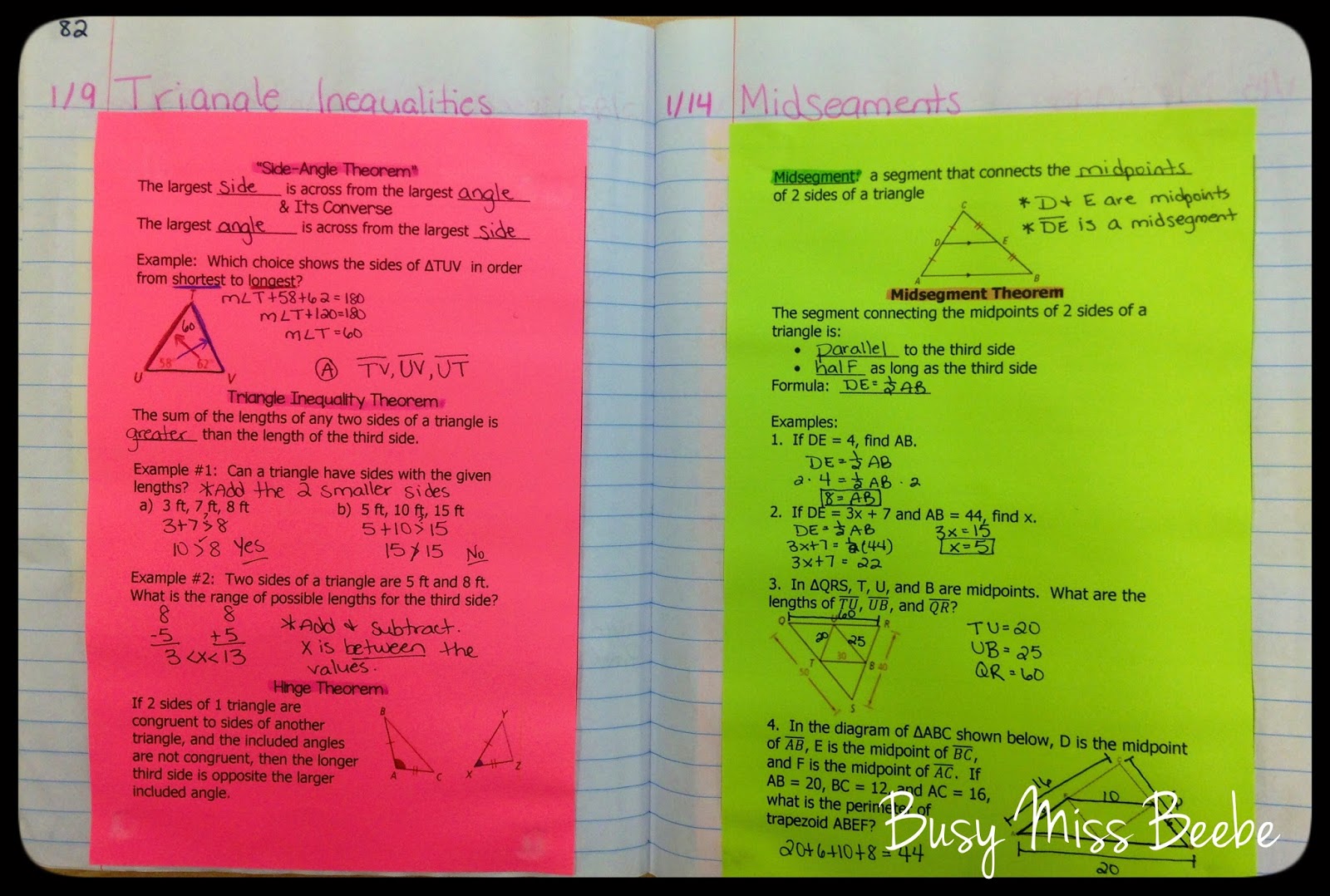 Busy Miss Beebe: 2014-2015 Geometry INB Unit 6 (Triangle Properties)