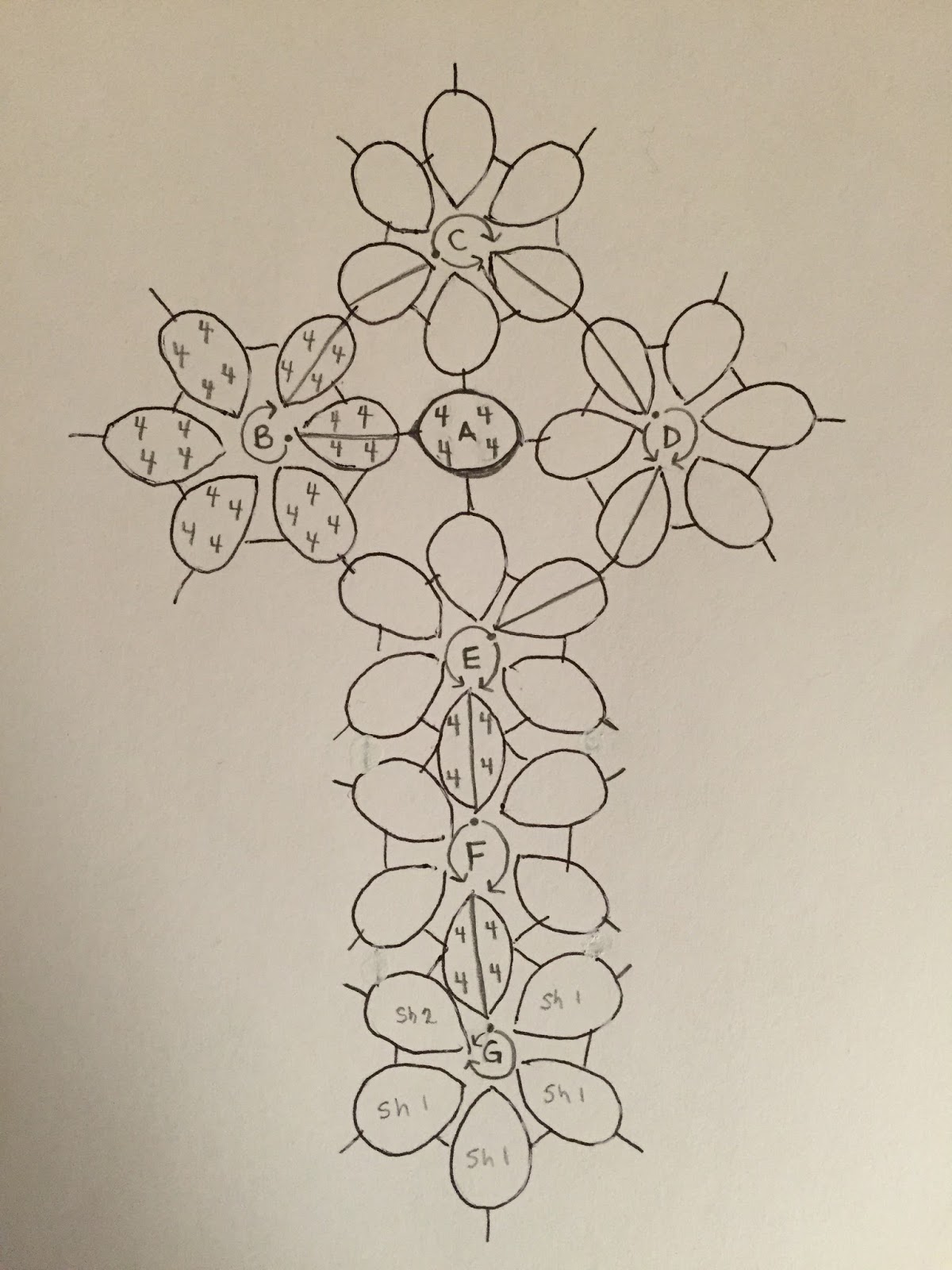 Tatting by the Bay: Small Floral Cross