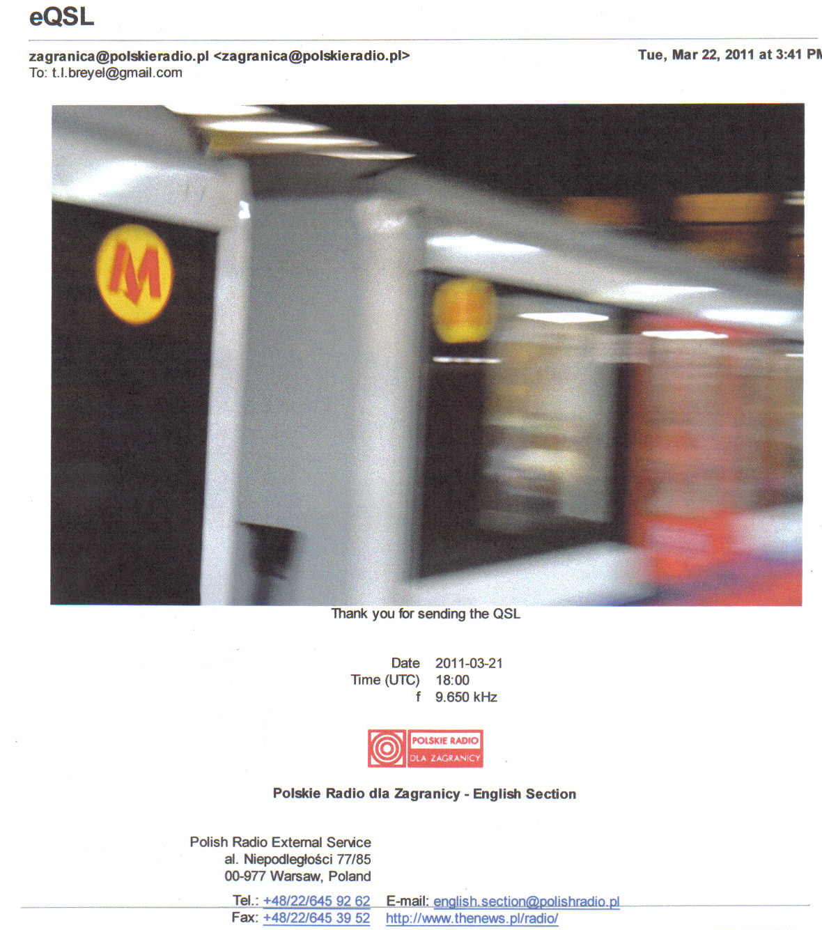 SOUTH EAST ASIA DXING: e-QSL from Polish Radio External Service