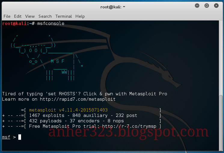 Cara Menjalankan Metasploit Framework Di Kali Linux 2 0 Bacalagi Id