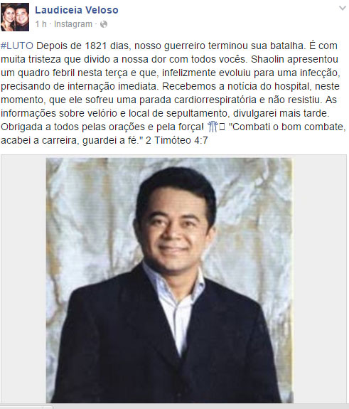 VALDEMIR OLIVEIRA: Morre o humorista Shaolin, aos 44 anos na Paraiba