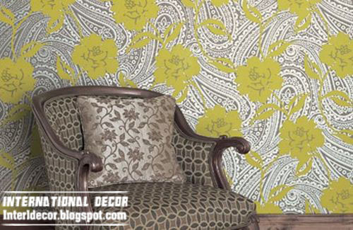 Stylish floral wall covering designs, colors 2013