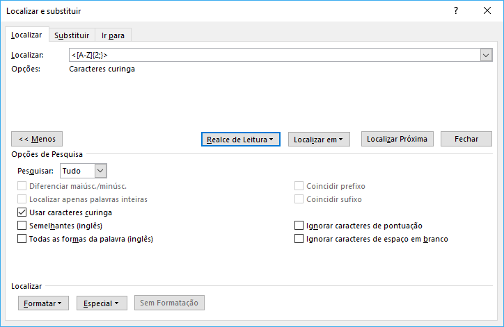 Ferramentas de escritório e científicas: Encontrar Siglas no Word