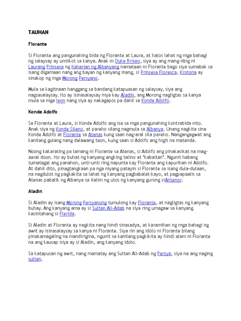 mga tauhan sa florante at laura - philippin news collections