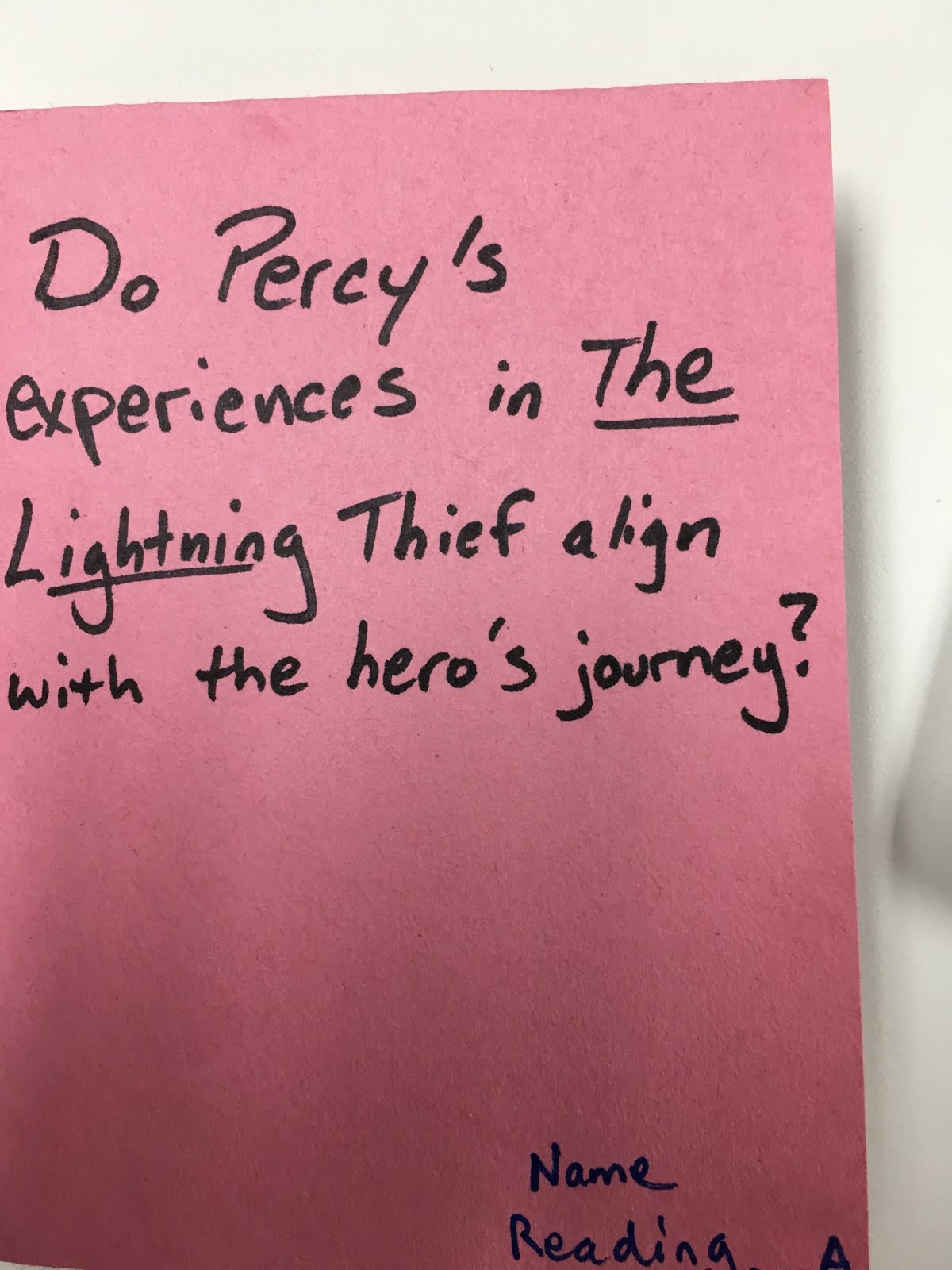 Kellar Middle School - 6th Grade Readers' Workshop: The Lightning Thief ...