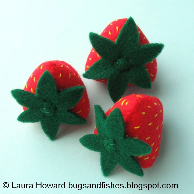 Bugs and Fishes by Lupin: Sew Some Felt Fruit! Strawberries Tutorial