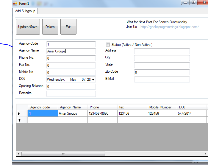 sql insert , Update , delete using c# - geeksprogrammings