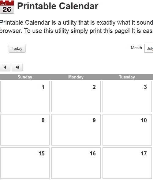 Technology World: Printable-Calendar: Print Out Calendars For Any Month ...