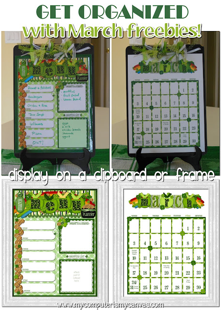 {FREEBIES} March Menu Planner & Calendar - My Computer is My Canvas