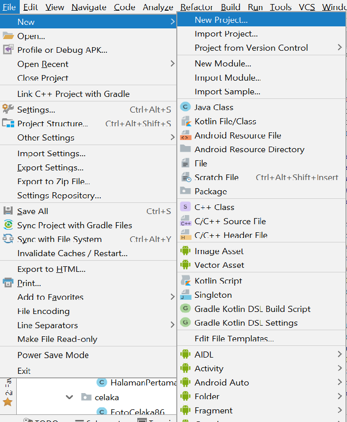 Tahap Awal membuat aplikasi android dengan Android Studio