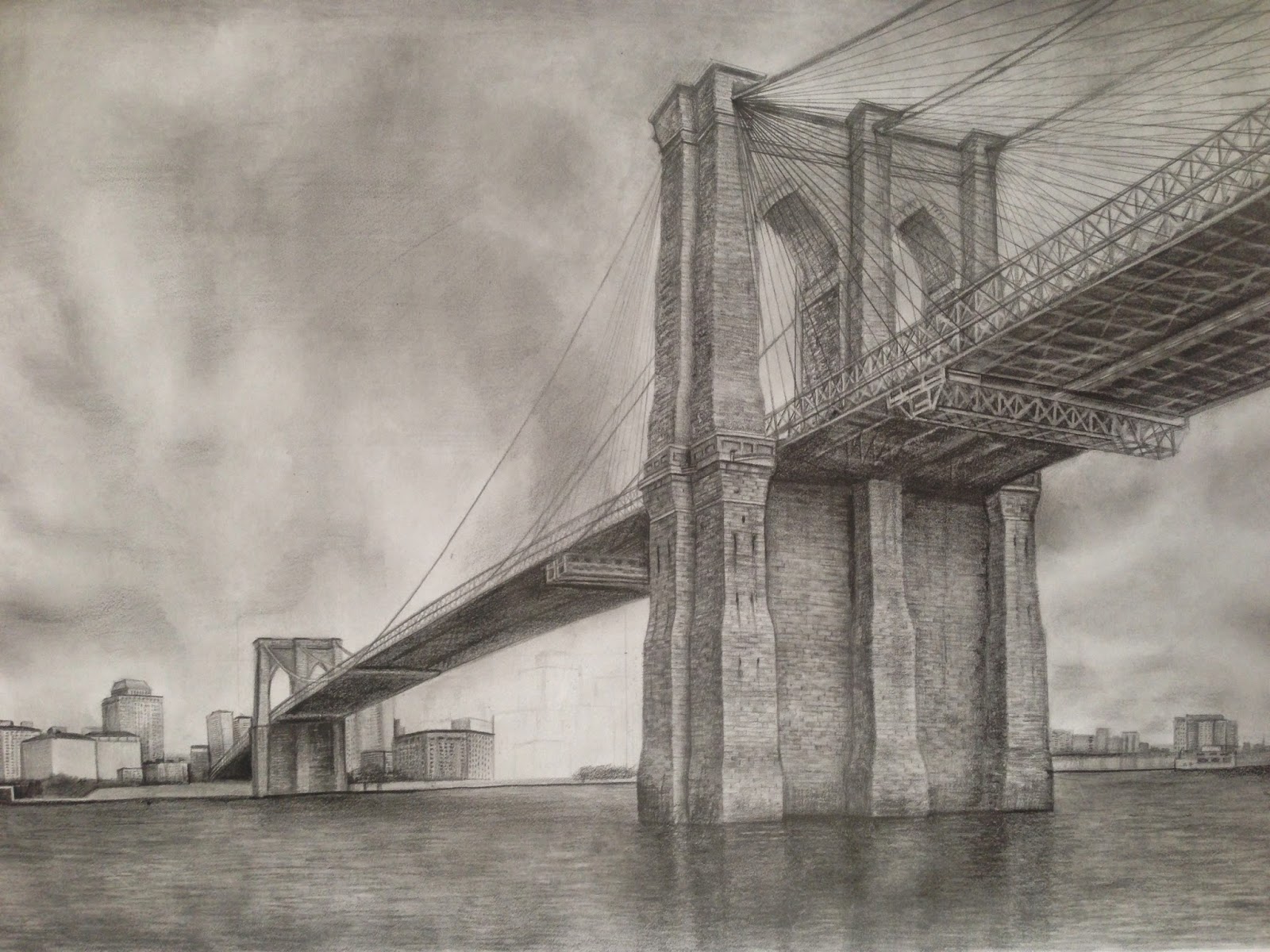 Brooklyn Bridge - pencil drawing - Dreams of an Architect