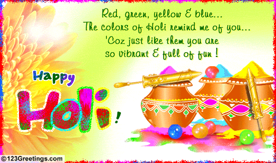 vector graphics: 6 Holi Greeting Cards