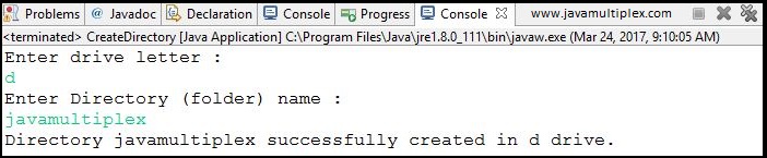How to create new folder in given disk drive in Java?