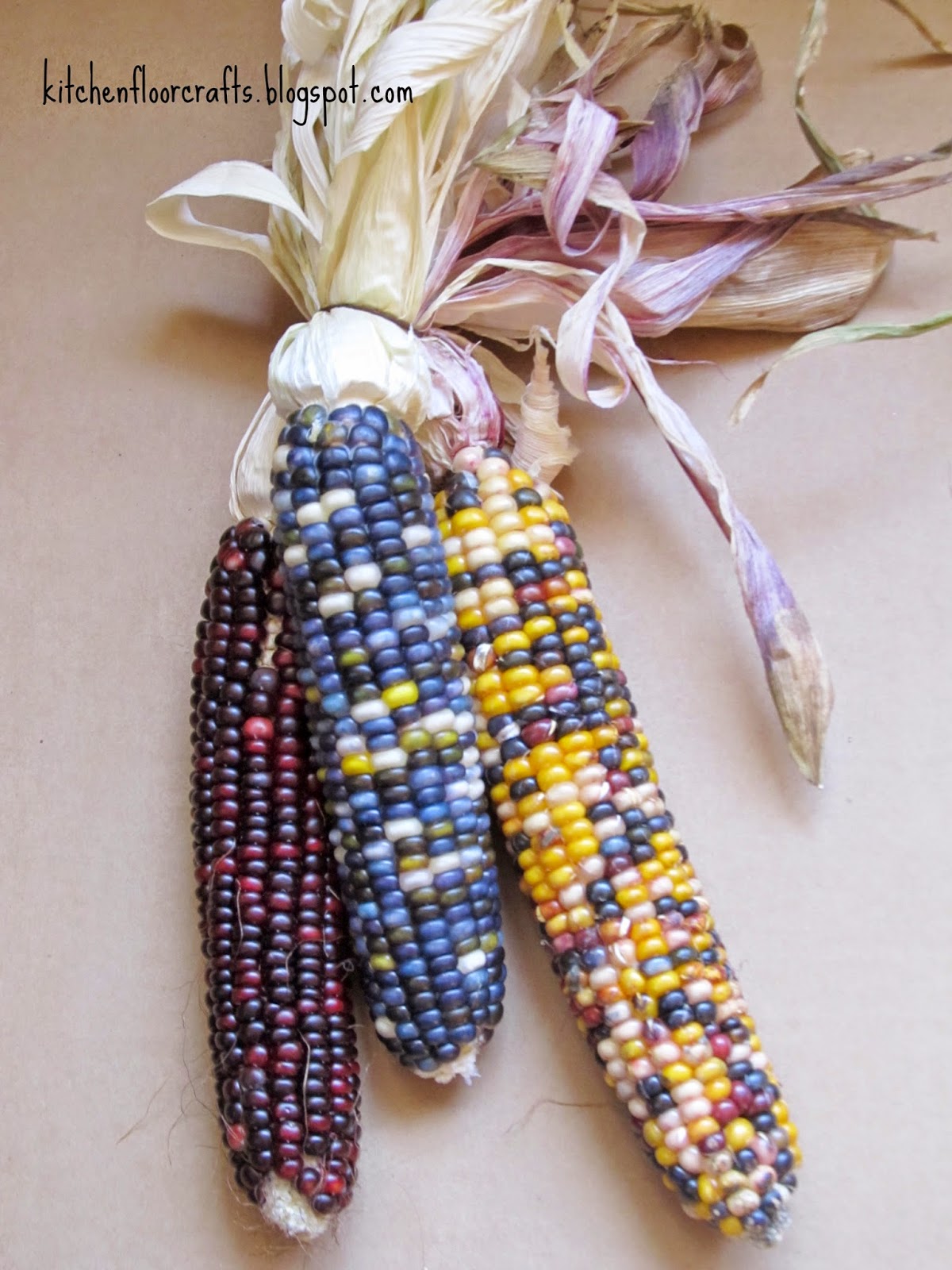 Kitchen Floor Crafts: Toddler Painting with Indian Corn