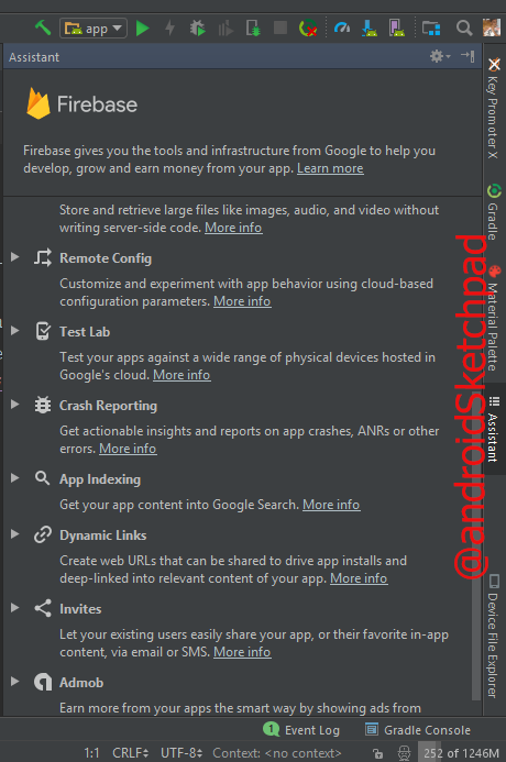 How to connect firebase directly from android studio AndroidSketchpad