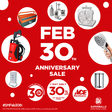 Manila Shopper: SM Malls 30th Anniversary One-Day SALE: February 29 2016
