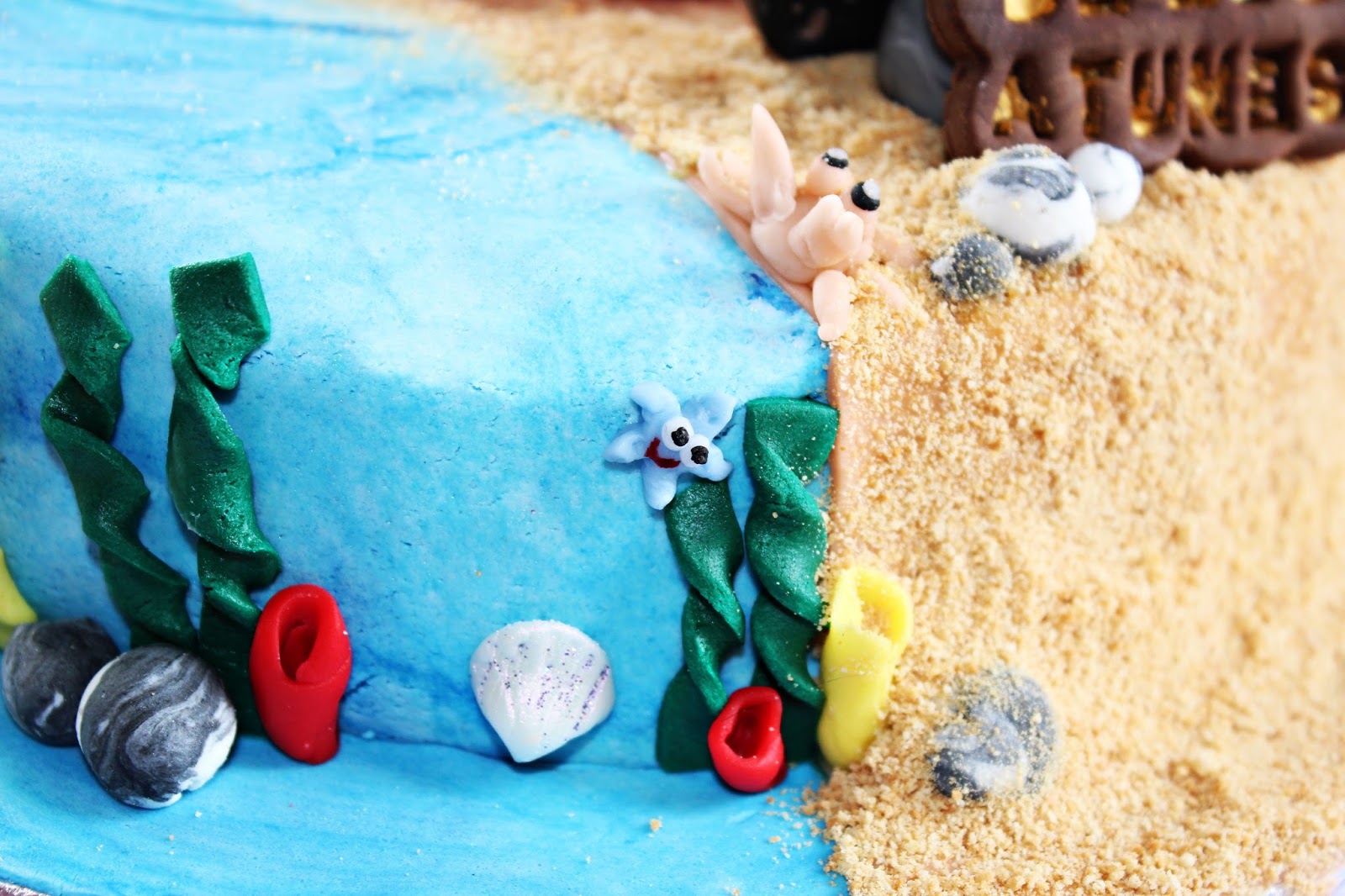 TARTA DE CUMPLEAÑOS {CON FONDANT} "EN LA PLAYA"