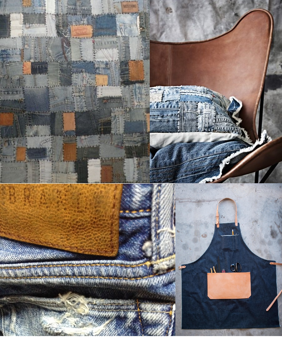 regardsetmaisons: Moodboard denim and leather