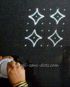 Rangoli designs with dots - 6 dots