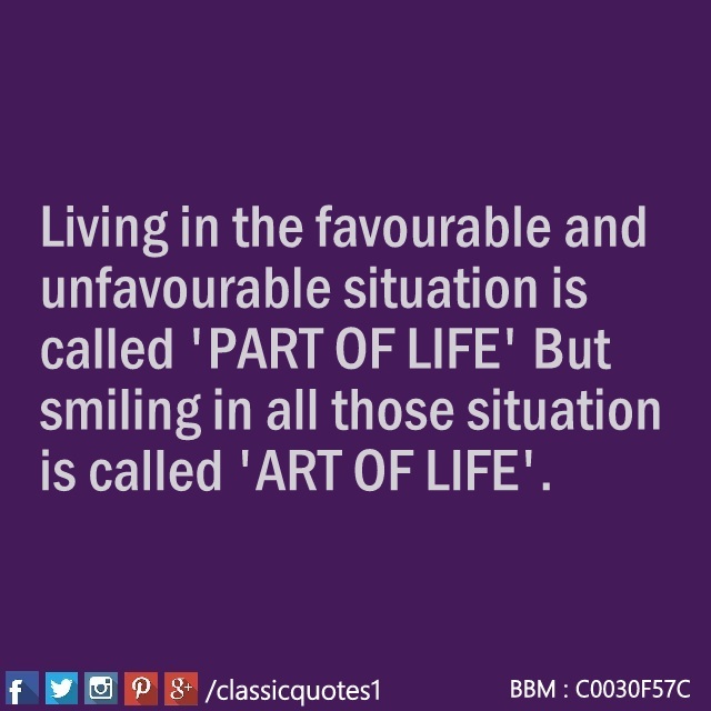 Classic quotes: Living in the favourable and unfavourable situation is ...