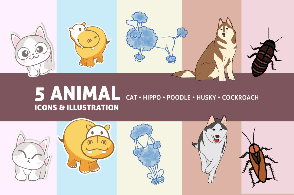 Graphic Identity: 5 Animal Icons and Illustration