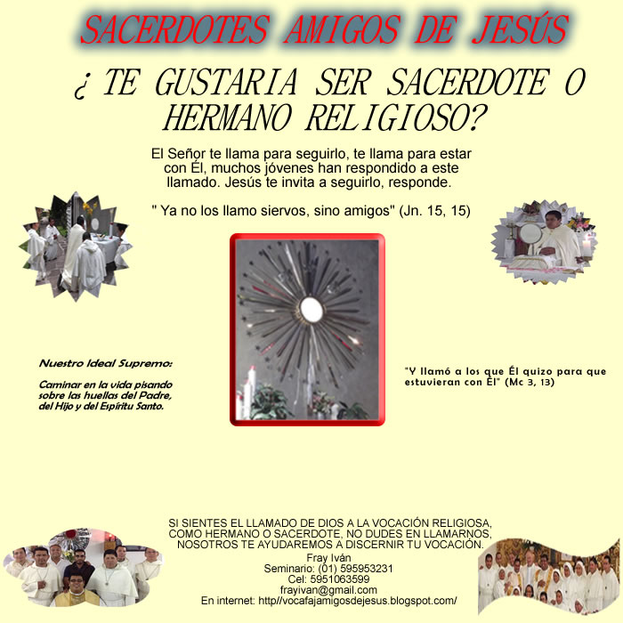 Vocaciones FAJ Amigos de Jesús: Promoción Vocacional: si tienes ...