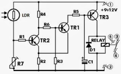 Rangkaian Sensor Cahaya Saklar Otomatis | skema rangkaian elektro