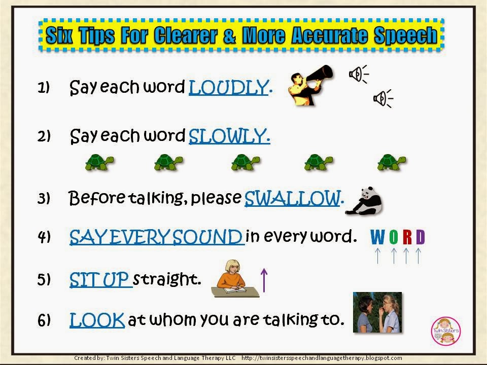 Twin Speech, Language & Literacy LLC: FREEBIE! 6 Speech Tips To Clearer ...