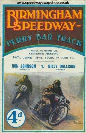Speedway Archive: Birmingham Perry Barr 1929