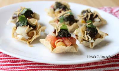 Tortilla Scoops Shev Puri and Dahi Puri