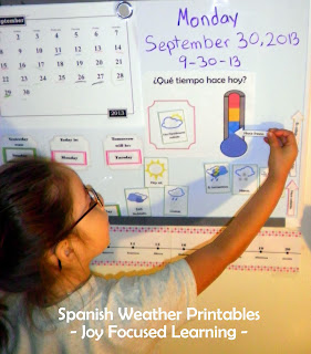 Our Spanish Weather printables in action! | Joy Focused Learning