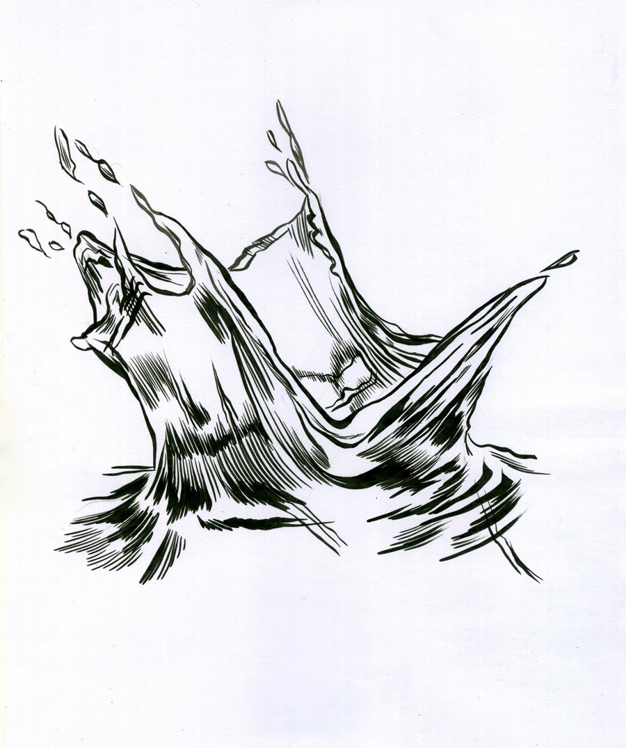 MC drawn: Water— sketch: brush and ink