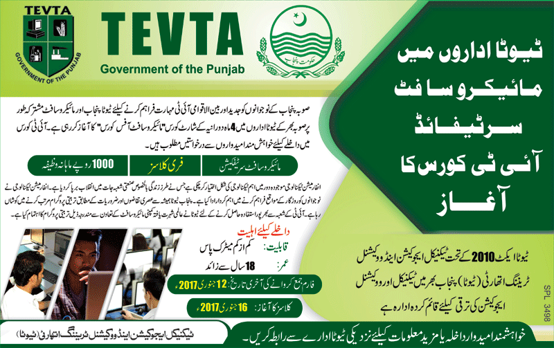 Mcqs Test Preparation: Free Training courses by TEVTA for metric pass ...