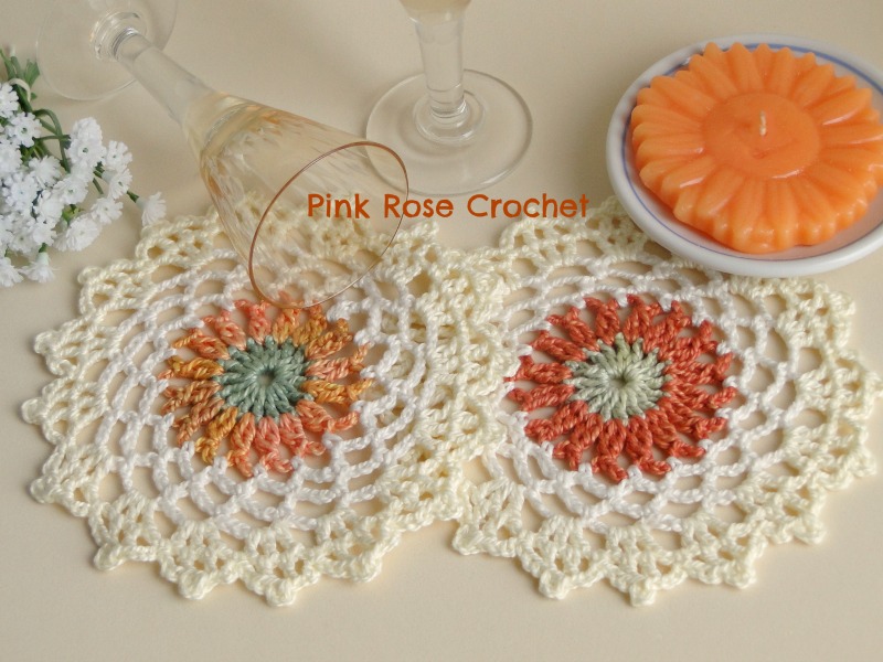 Pink Rose Crochet: Porta-Copos Flor Charisma Mini Mat Doilie