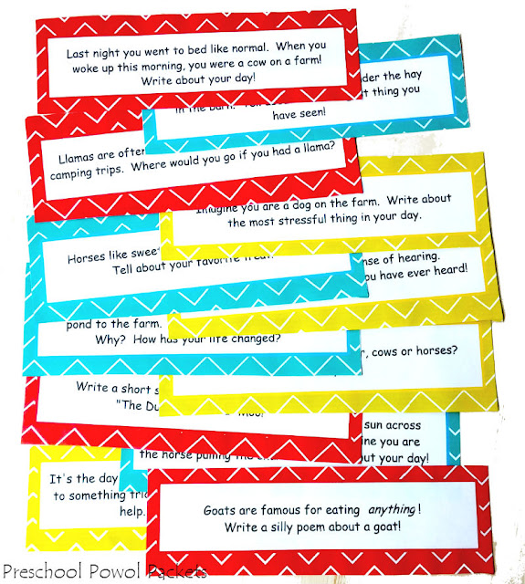 Fun {FREE} Farm Writing Prompts! | Preschool Powol Packets
