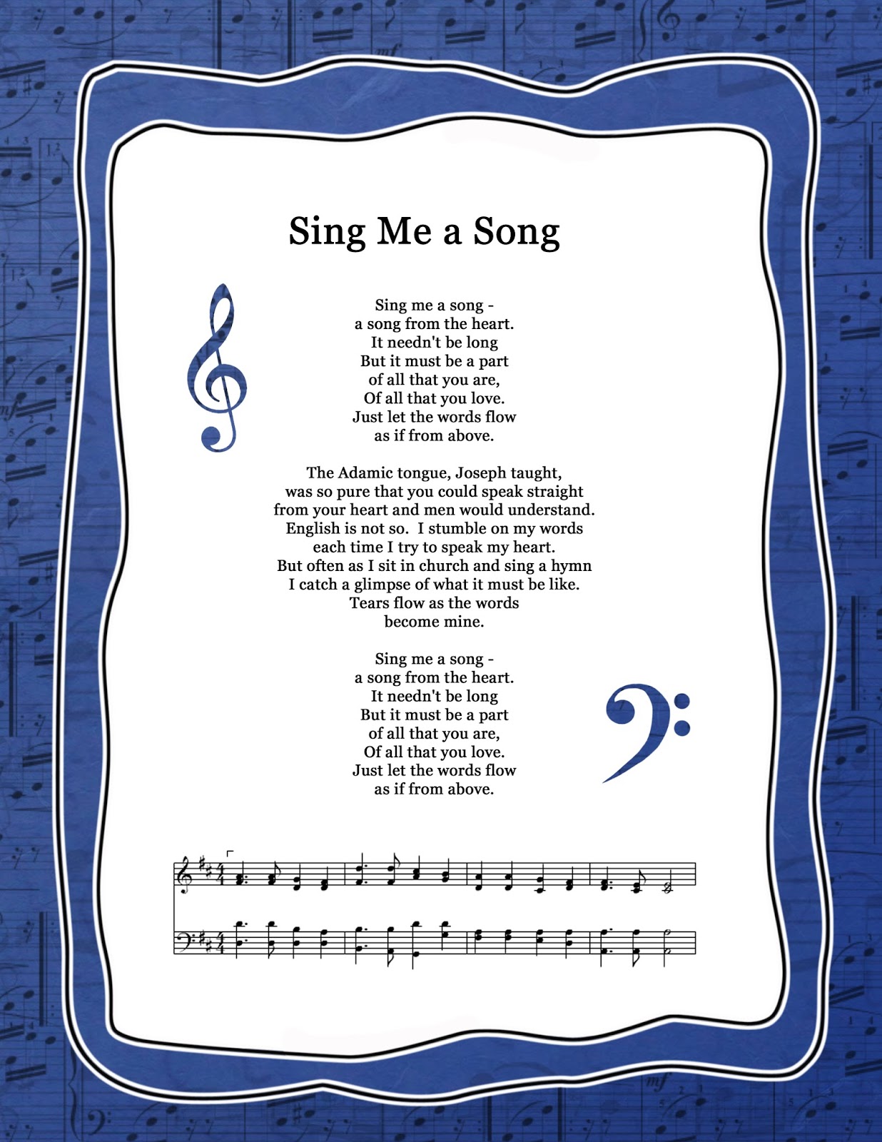 Latter-day Saint Poetry by Loretta Harbertson: Sing Me a Song