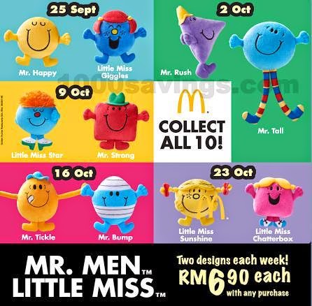 McDonald's: Collect All 10 Designs of Mr. Men Little Miss Plush Toys ...