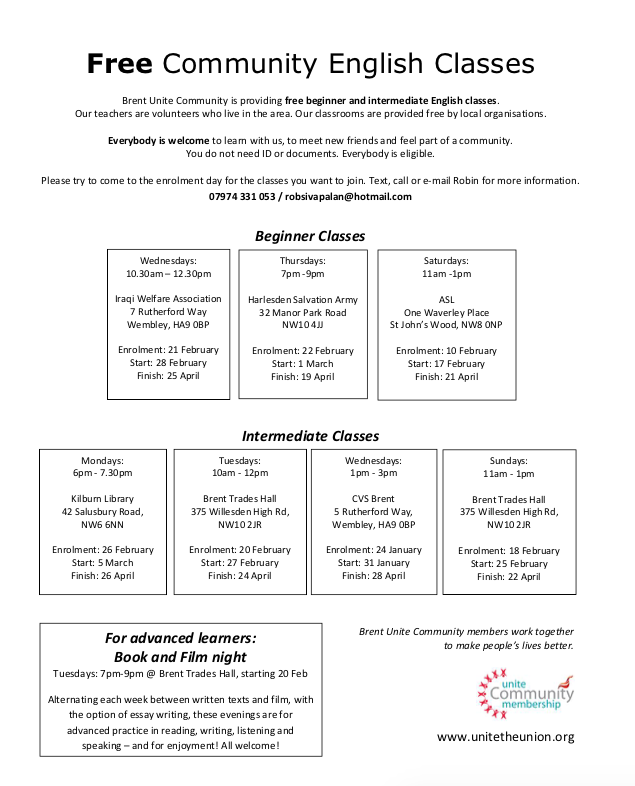 WEMBLEY MATTERS: Free Community English Classes in Brent
